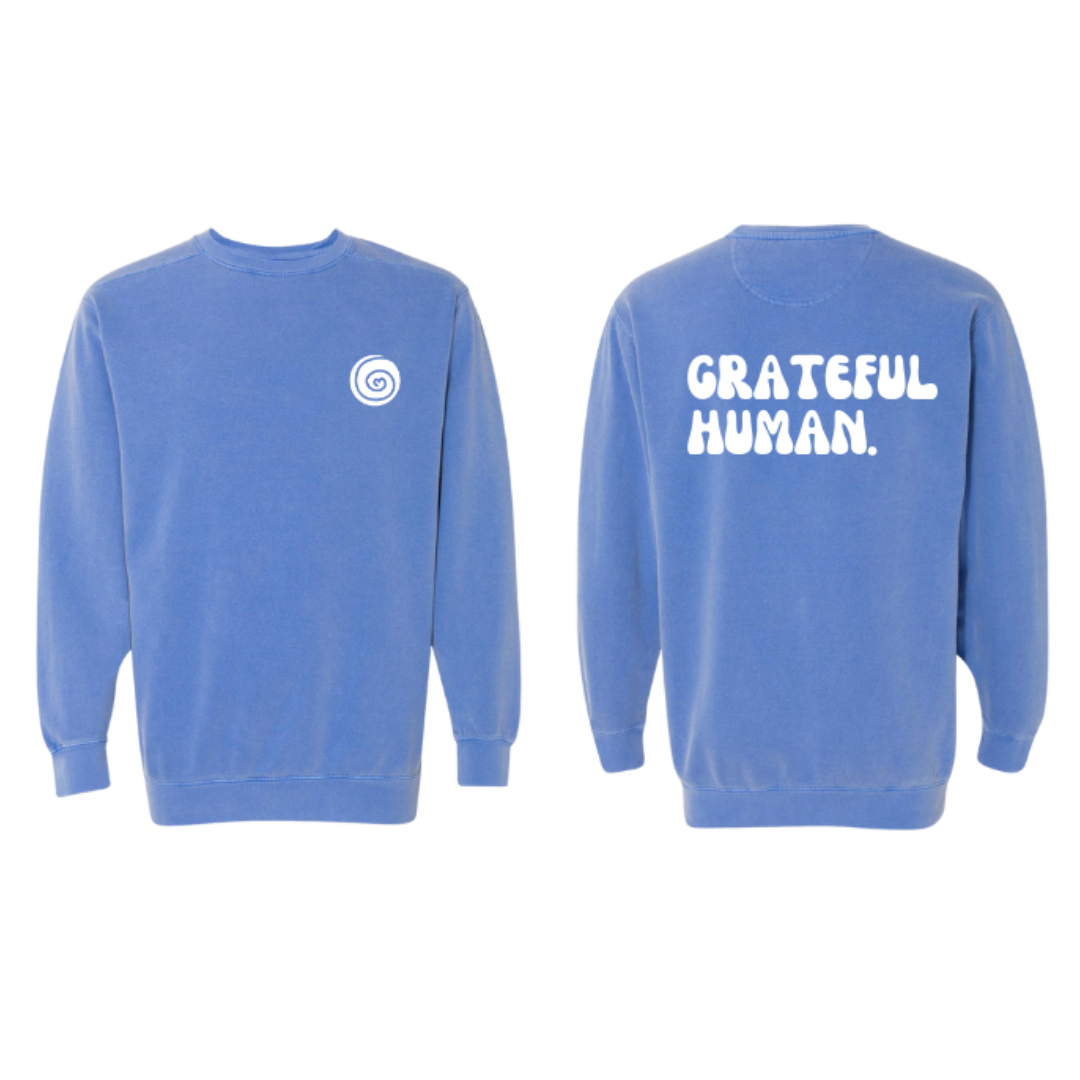Groovy Font Grateful Human Unisex Crewneck Sweatshirt | Fleece & Thank ...